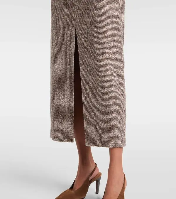 Brunello Cucinelli Wool And Silk-blend Midi Skirt