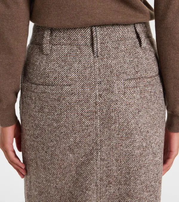 Brunello Cucinelli Wool And Silk-blend Midi Skirt