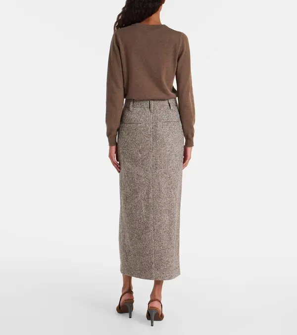 Brunello Cucinelli Wool And Silk-blend Midi Skirt