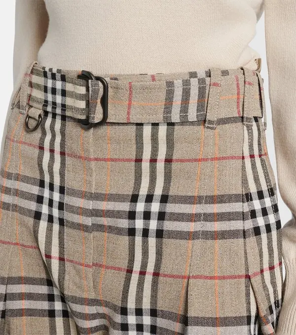 Burberry Check Belted Wide-leg Pants
