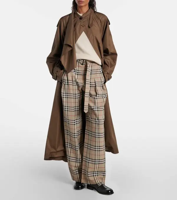 Burberry Check Belted Wide-leg Pants