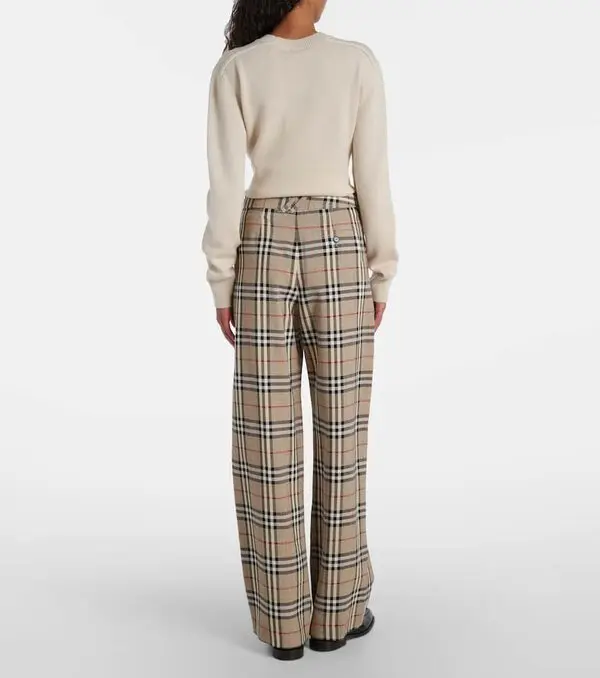 Burberry Check Belted Wide-leg Pants