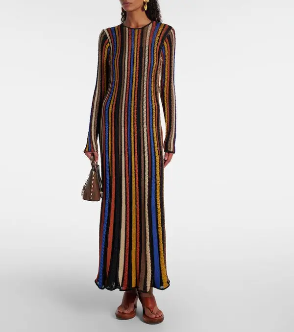 Ulla Johnson Albie Striped Lame Maxi Dress - Multicoloured