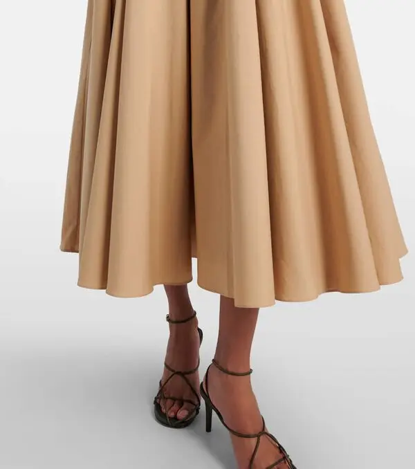 Tove Ceres Gathered Cotton Midi Dress - Beige