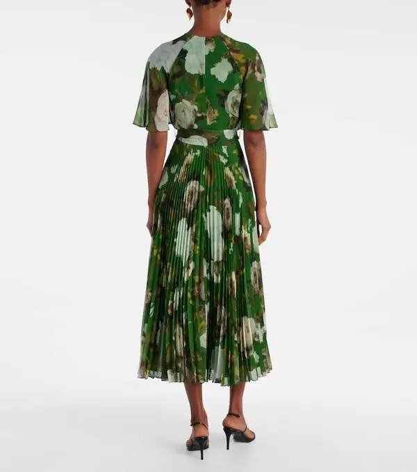 Erdem Floral Pleated Midi Dress