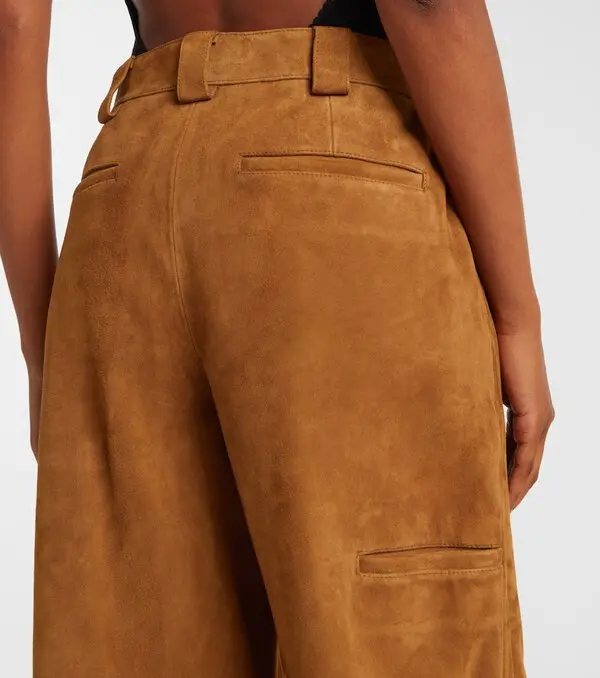 Tory Burch Hazelnut Suede Wide-leg Pants