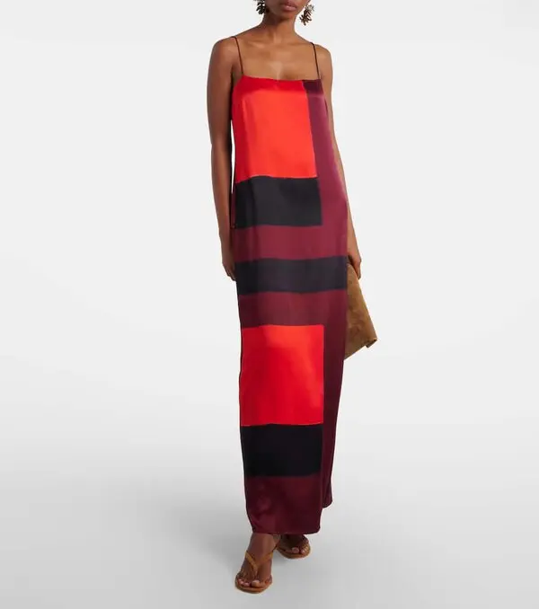 Staud Mae Printed Silk-blend Maxi Dress