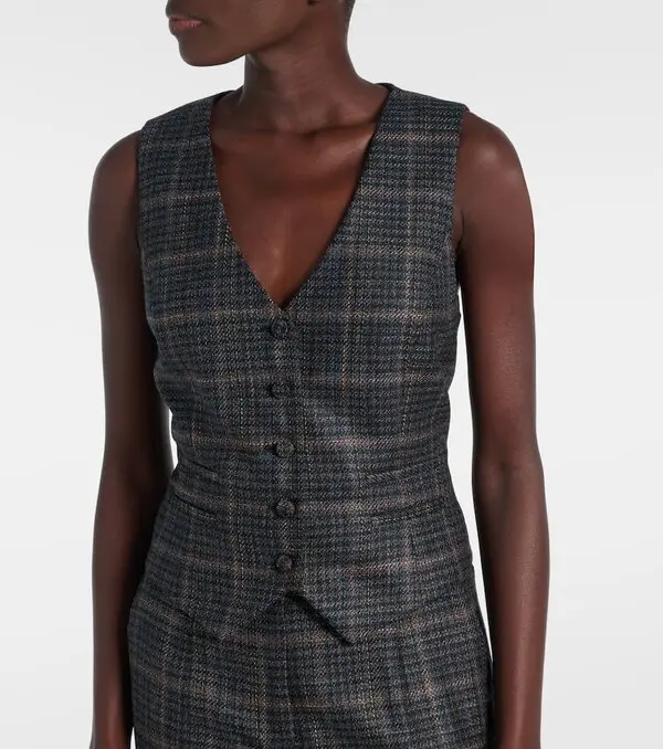 Gabriela Hearst Coleridge Checked Wool And Silk Vest