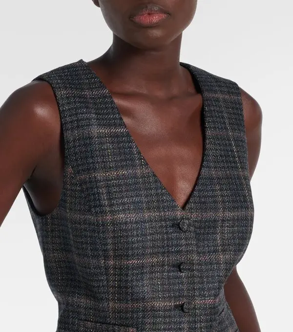 Gabriela Hearst Coleridge Checked Wool And Silk Vest