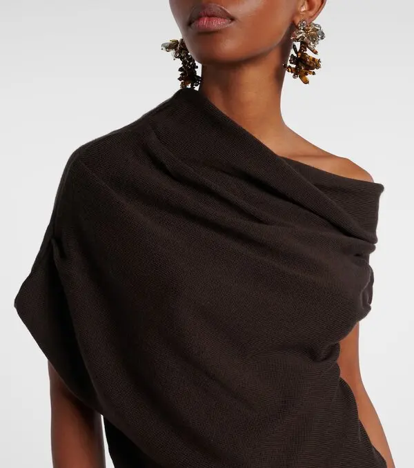 Staud Mabel One-shoulder Wool Maxi Dress