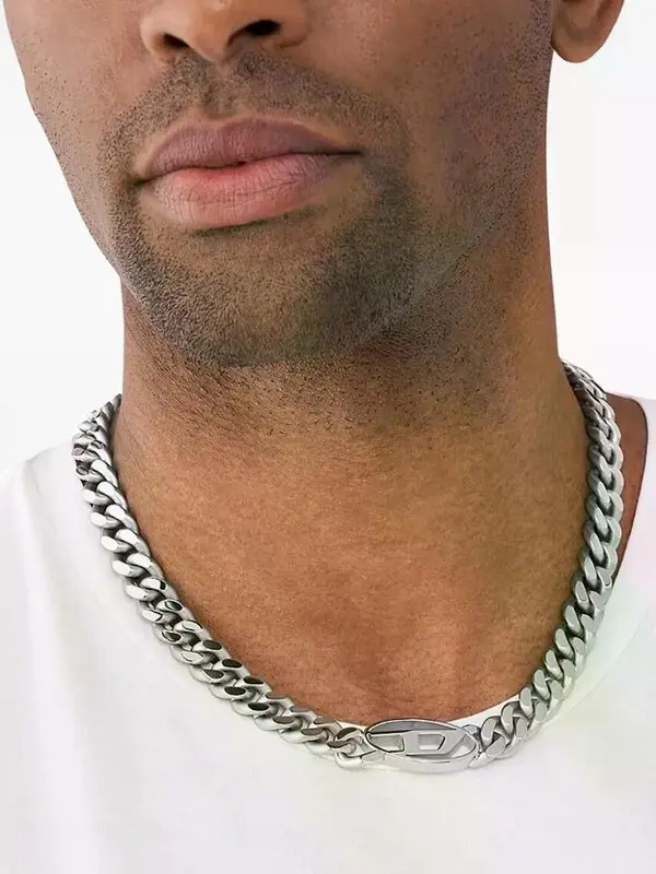 DIESEL® Oval-d Logo Choker Necklace - Silver
