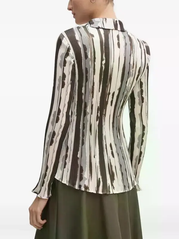 SANDRO FERRONE Pleated Abstract-print Blouse - White