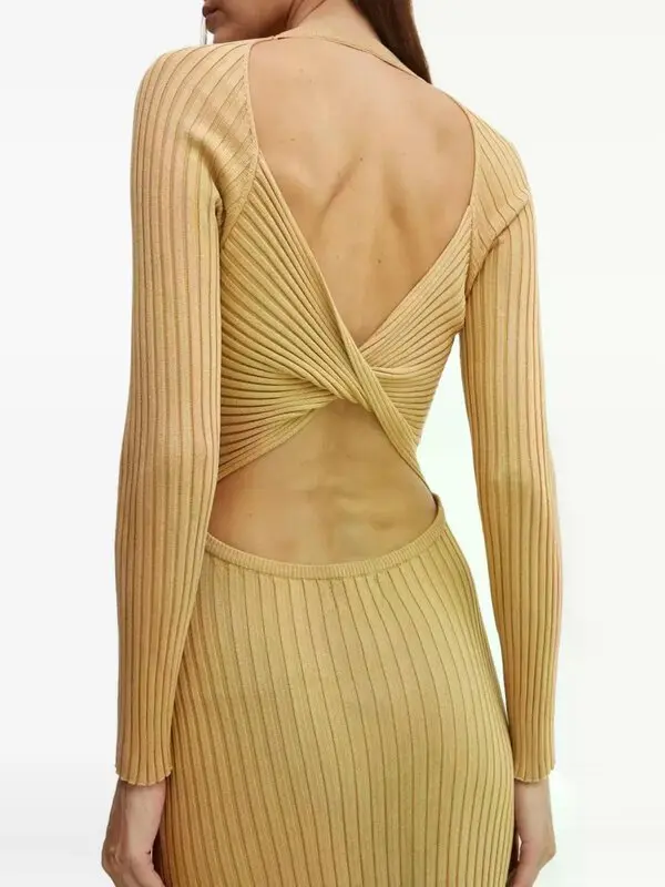 Bardot Ribbed Open-back Maxi Dress