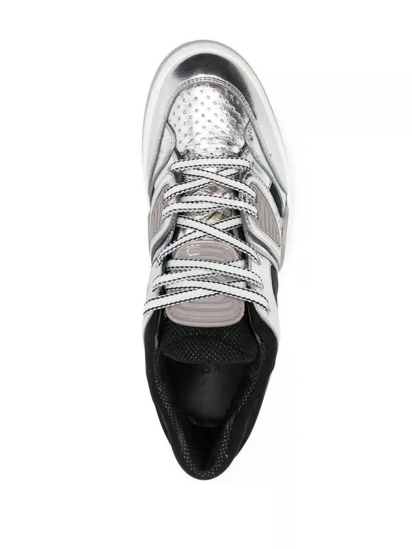 Gucci Basket Metallic-leather Sneakers - Grey