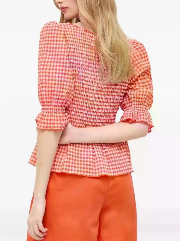 NOTES DU NORD Gingham Smocked Top