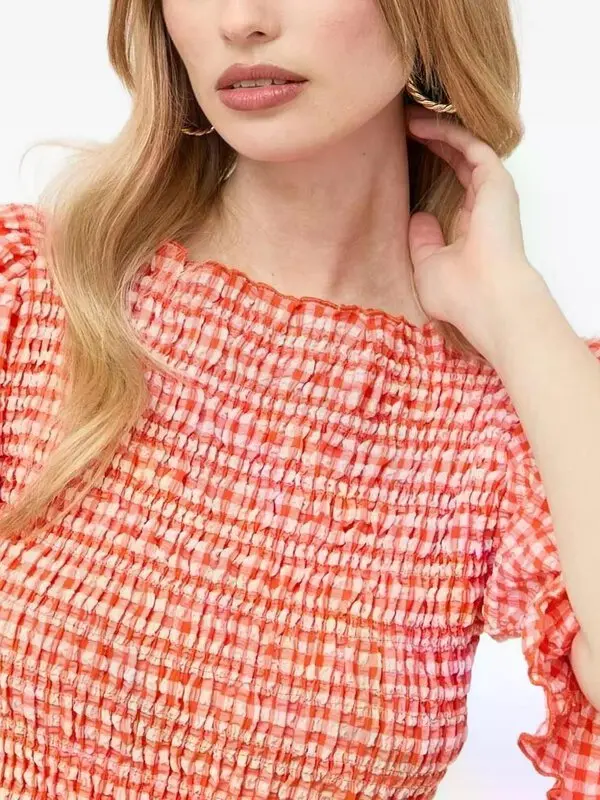 NOTES DU NORD Gingham Smocked Top