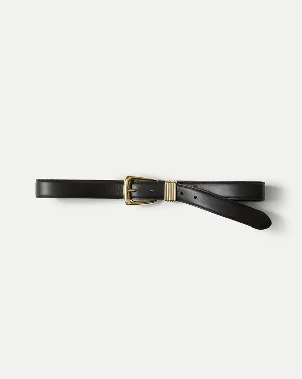 Veronica Beard Arch Leather Belt - Black/gold