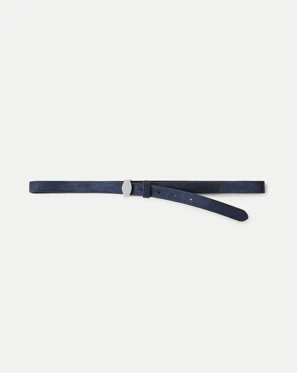Veronica Beard Dash Leather Belt - Navy