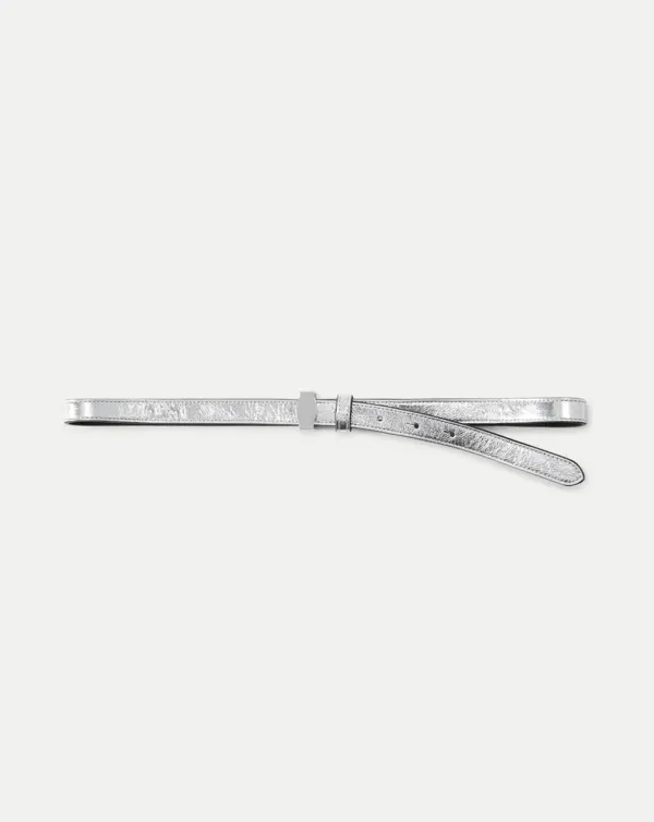 Veronica Beard Dash Leather Belt - Silver