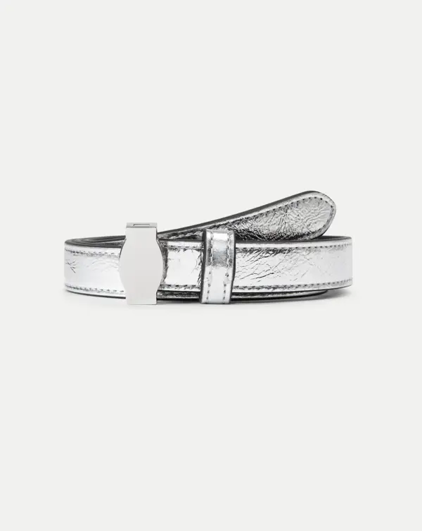 Veronica Beard Dash Leather Belt - Silver