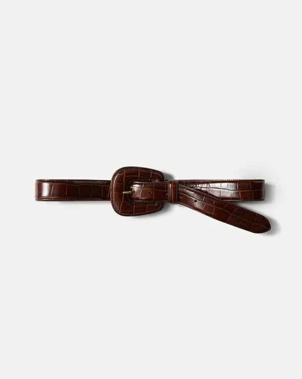 Veronica Beard Elsy Leather-buckle Belt - Chestnut