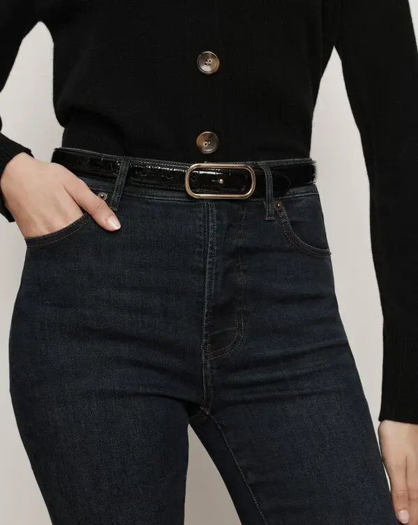 Veronica Beard Loop Suede Belt - Black