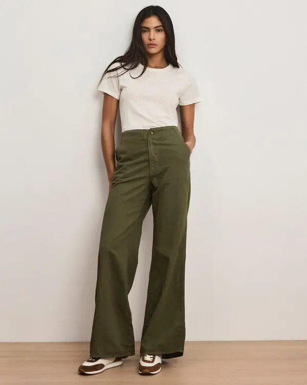 Veronica Beard Kasey Vegan Leather Wide-leg Pants - Army