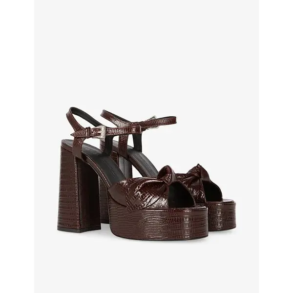The Kooples Lizard-embossed Leather Platform Sandals