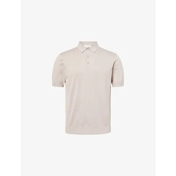 ARNE Buttoned Short-sleeve Knitted Polo Shirt - Stone