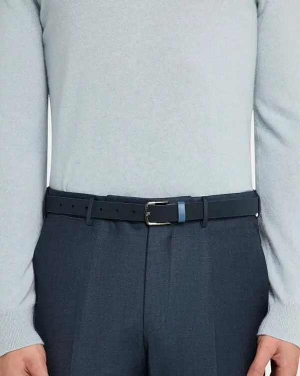 Giorgio Armani Suede And Leather Reversible Belt - Solid Medium Blue