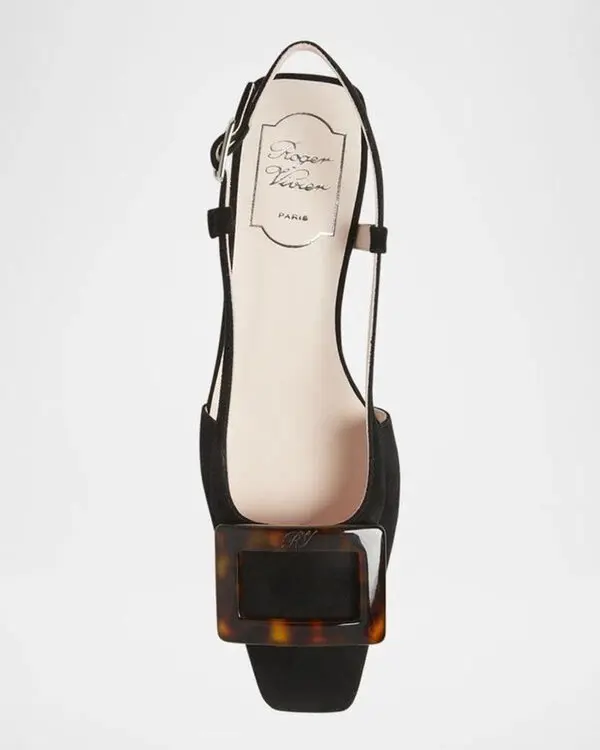 ROGER VIVIER Belle Vivier Suede Slingback Pumps