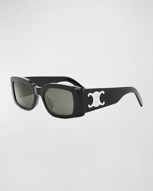 Celine Triomphe Rectangular Sunglasses - Shiny Black Smoke
