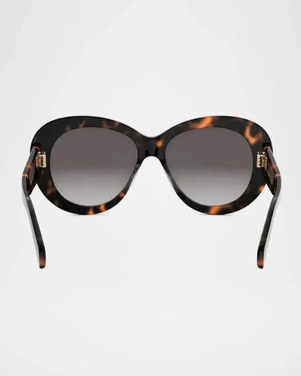 Celine Triomphe Oval Sunglasses - Dark Havana Gradient Brown