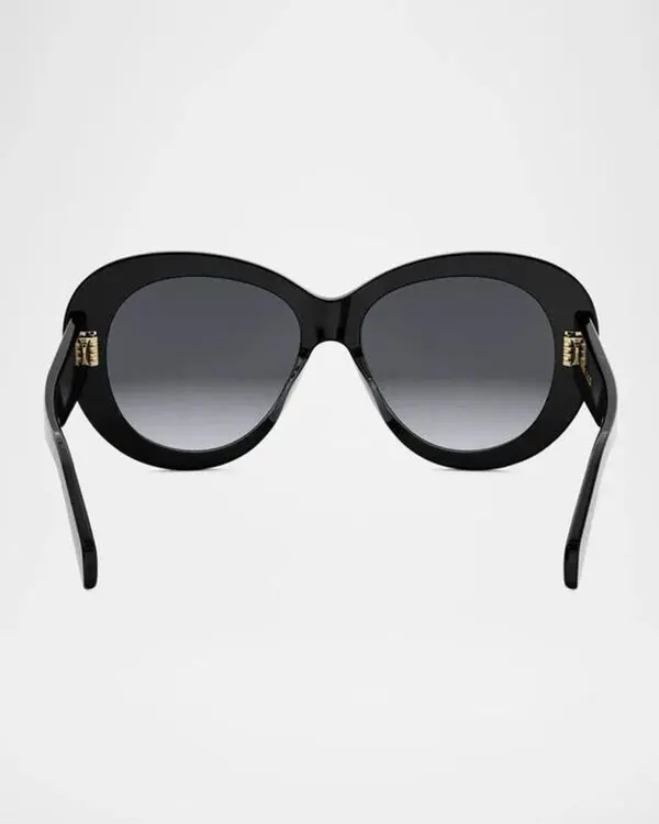 Celine Triomphe Oval Sunglasses - Shiny Black Gradient Smoke