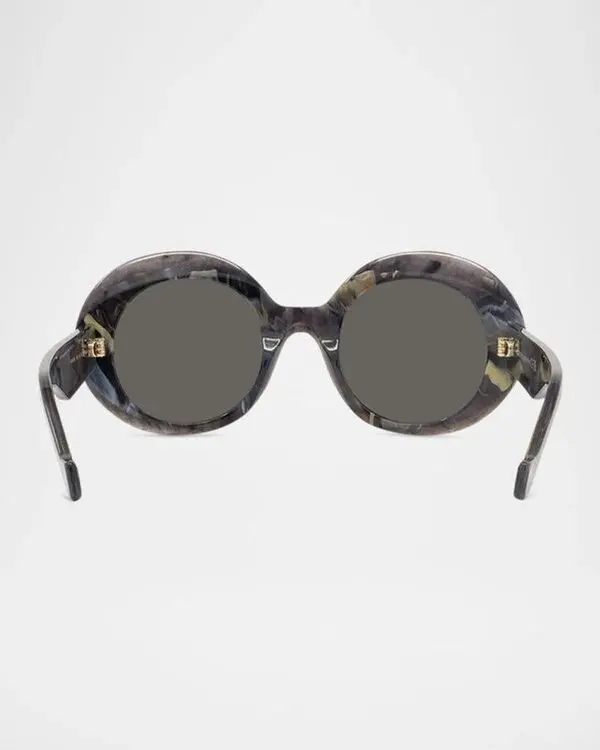 Loewe Oval Acetate Sunglasses With Anagram - Black/smoke