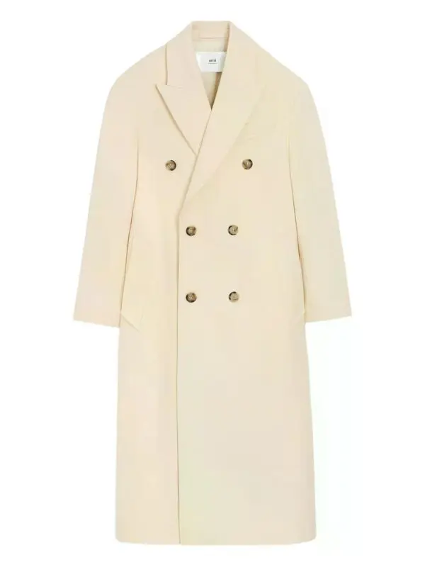 AMI Paris Double-breasted Wool Coat - Neutrals