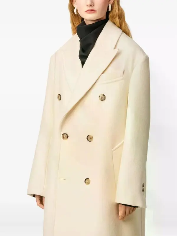 AMI Paris Double-breasted Wool Coat - Neutrals