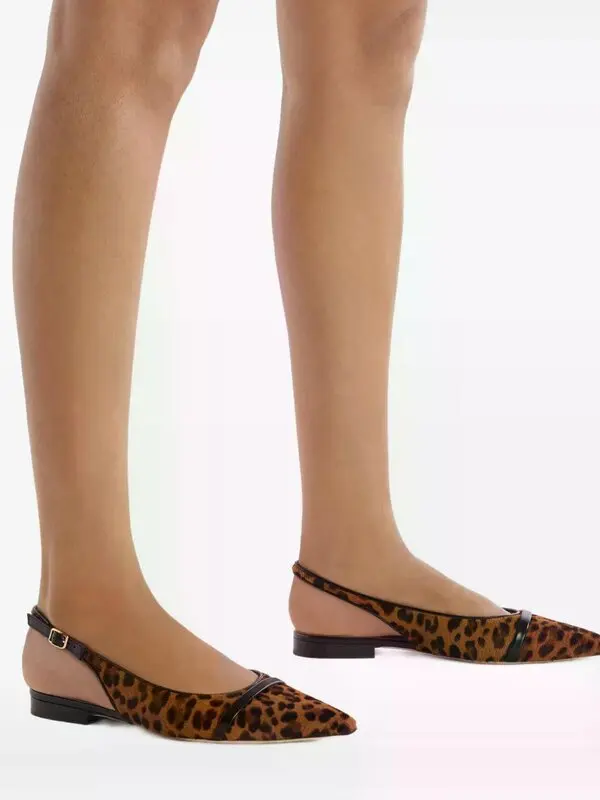 MALONE SOULIERS Jama Leopard-print Slingback Flats
