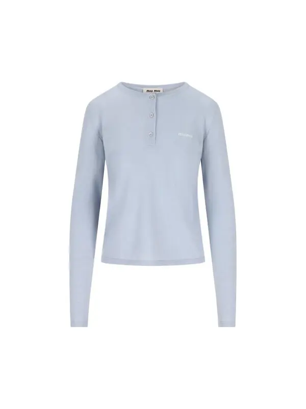 Miu Miu Cashmere Polo Shirt - Blue