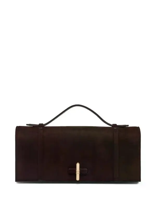 MALONE SOULIERS Suede Clutch With Top Handle - Brown
