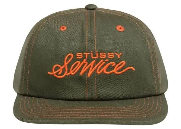 StÜssy Mid Depth Service Strapback - Deep Olive