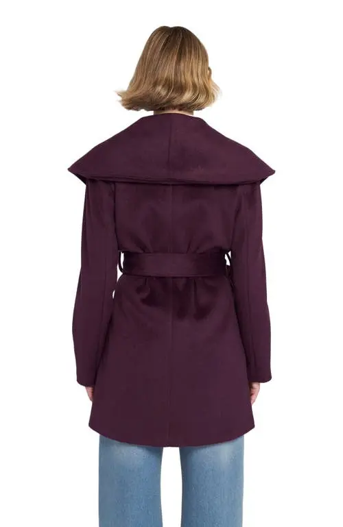 ELLE COLLECTION Belted Melton Wrap Coat