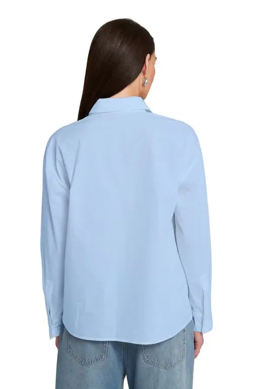 ELLE COLLECTION Rhinestone Trim Cutout Cotton Shirt