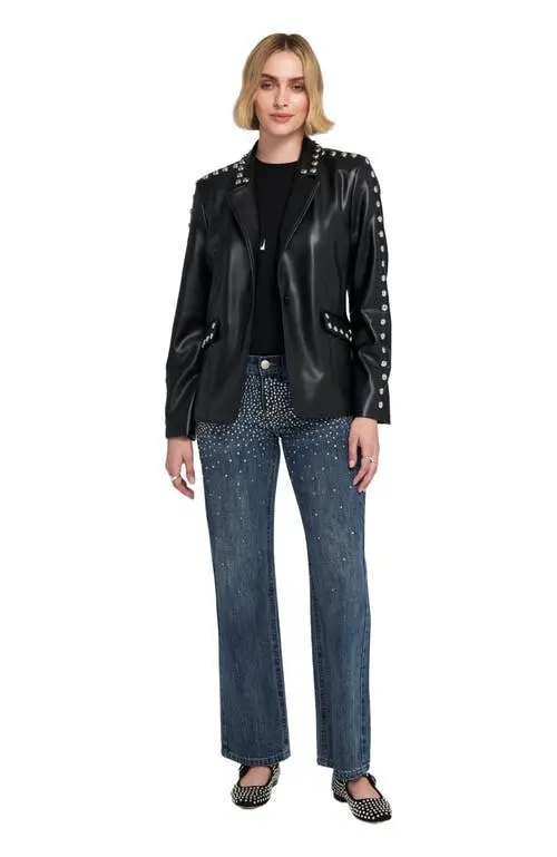ELLE COLLECTION Studded Faux Leather Blazer