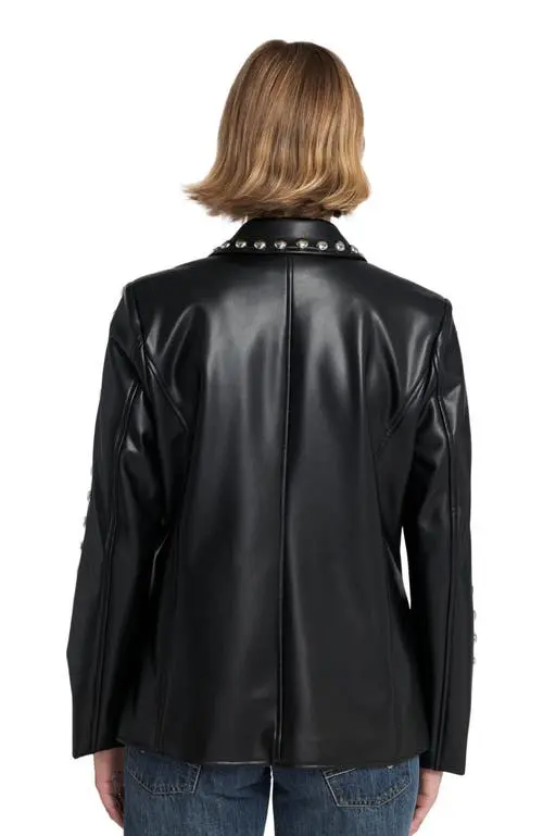 ELLE COLLECTION Studded Faux Leather Blazer