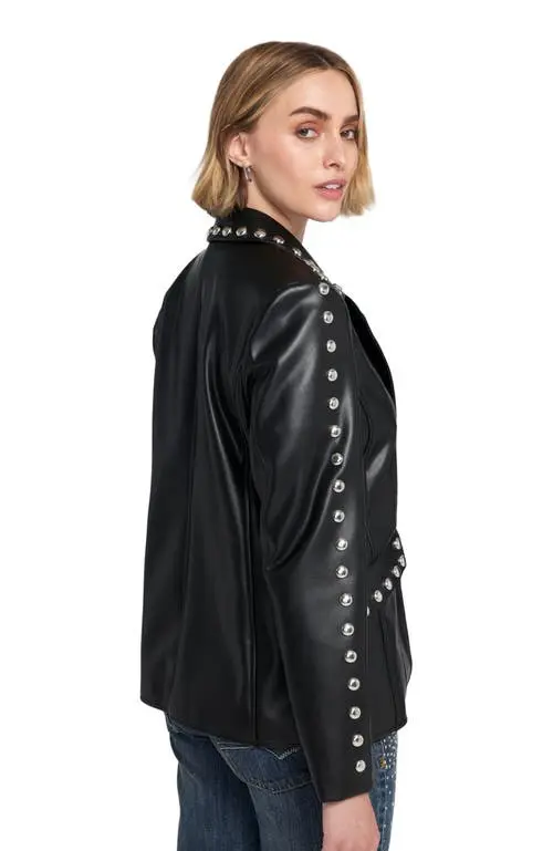 ELLE COLLECTION Studded Faux Leather Blazer