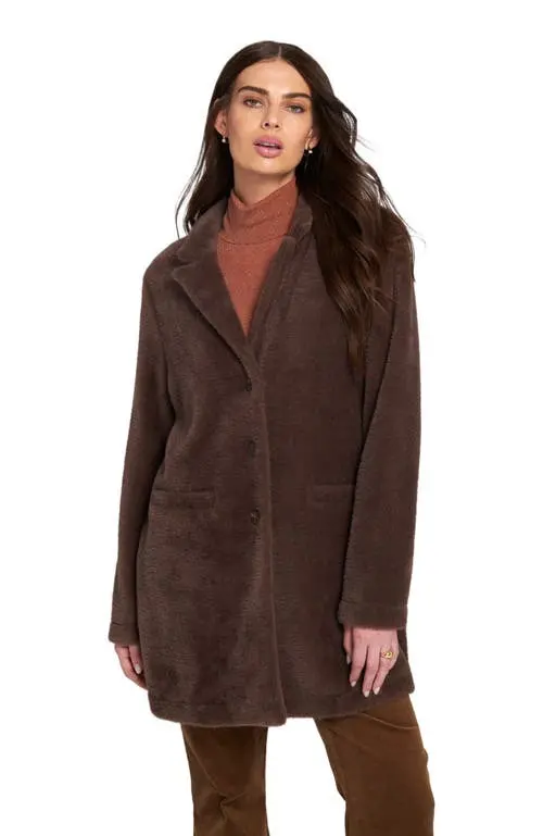 ELLE COLLECTION Fuzzy Knit Mid-length Coat