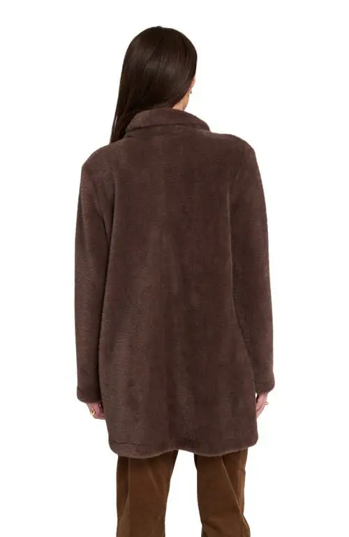 ELLE COLLECTION Fuzzy Knit Mid-length Coat