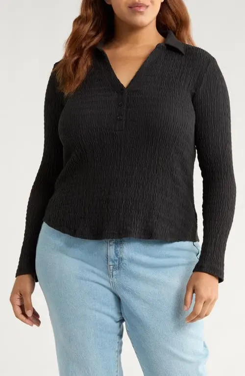 Sanctuary Textured Knit Long Sleeve Shirt