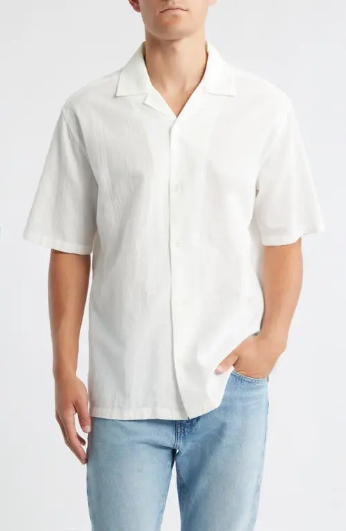 Brooklyn Industries Short Sleeve Cotton Button-up Shirt - Antique White